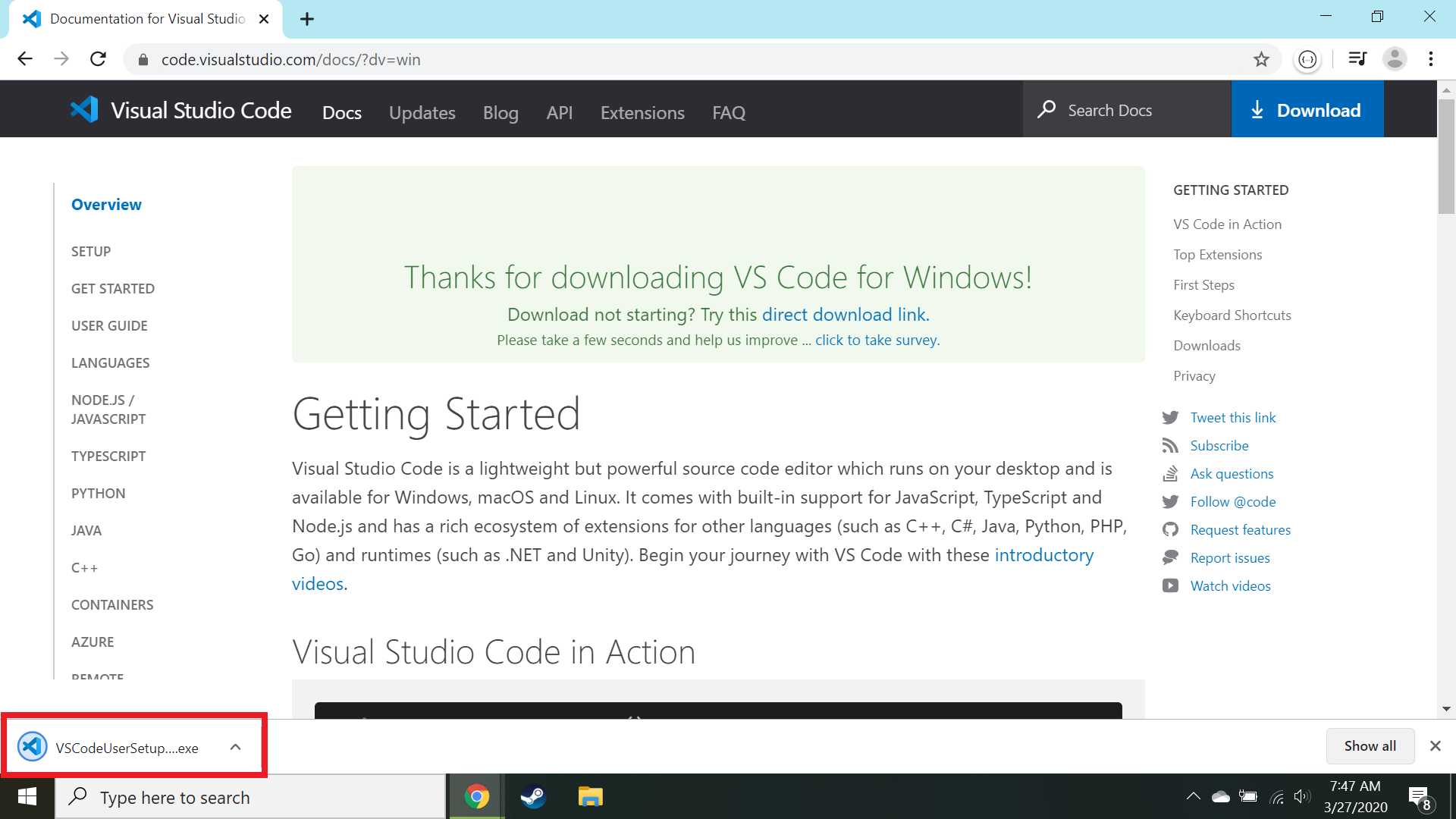 Git and VSCode Setup - Windows